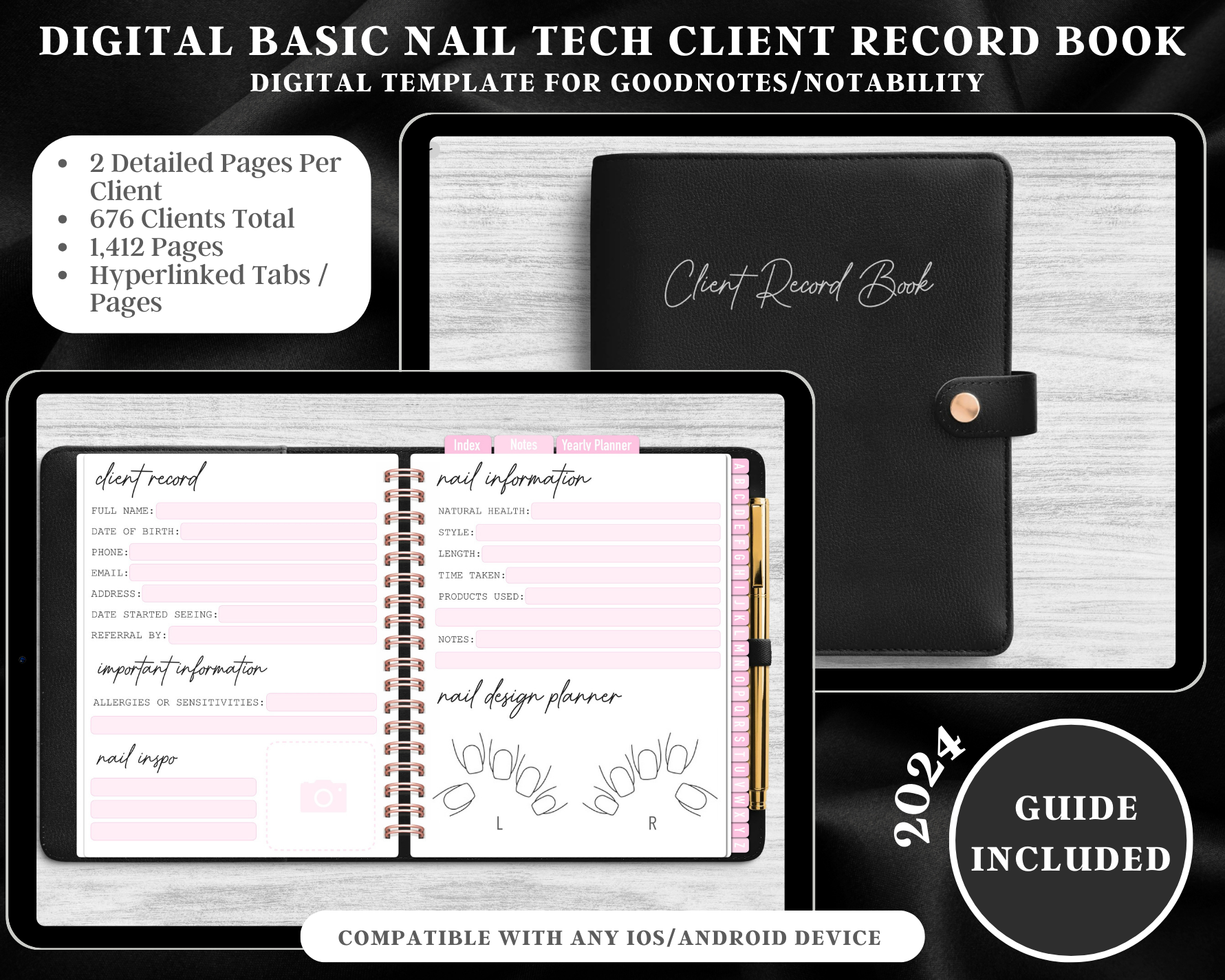 2024 DIGITAL Basic Nail Client Record Book – Lashed By Shez